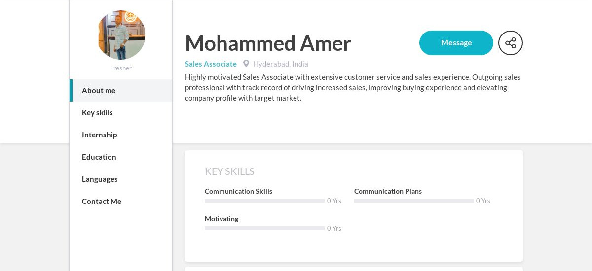 Mohammed Amer Online Resume | CraftmyCV