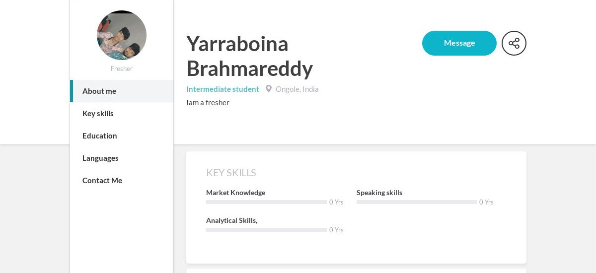 Yarraboina Brahmareddy Online Resume | CraftmyCV