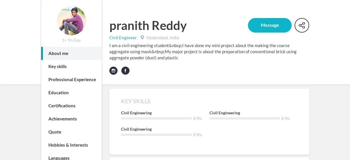 Pranith Reddy Online Resume | CraftmyCV