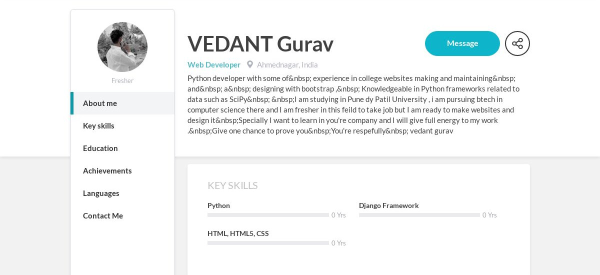 VEDANT Gurav Online Resume | CraftmyCV