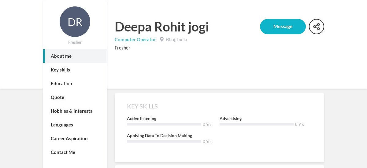 Deepa Rohit jogi Online Resume | CraftmyCV