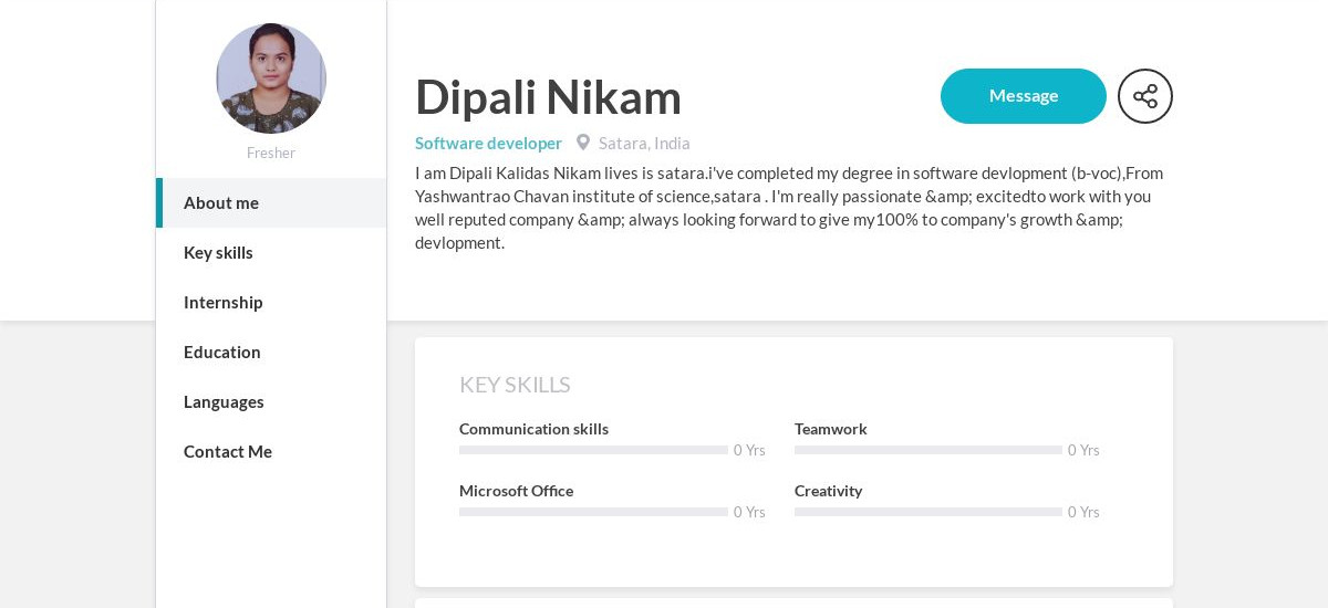 Dipali Nikam Online Resume | CraftmyCV