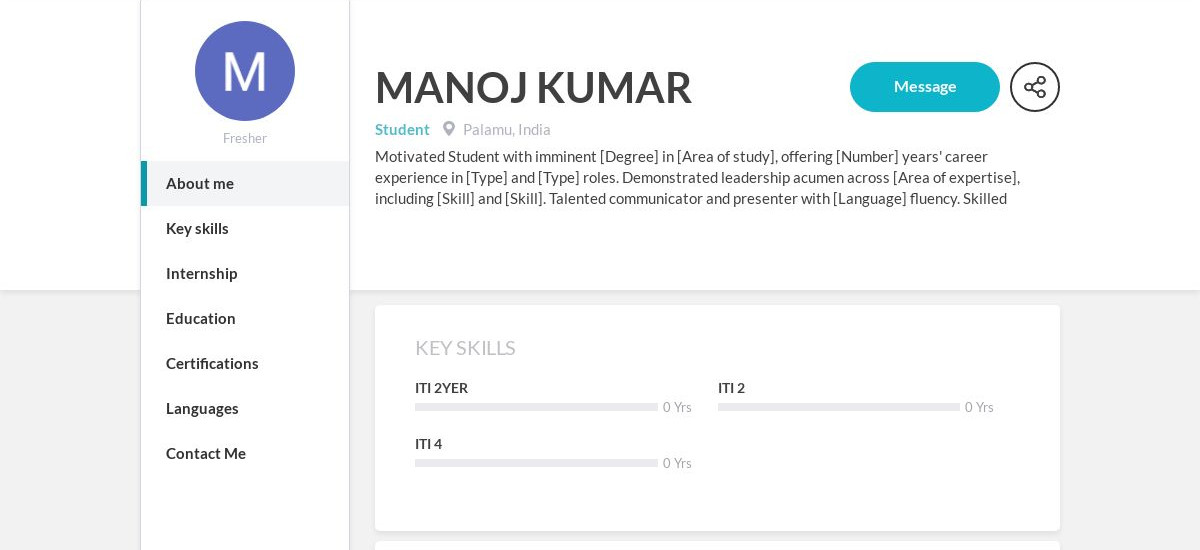 MANOJ KUMAR Online Resume | CraftmyCV