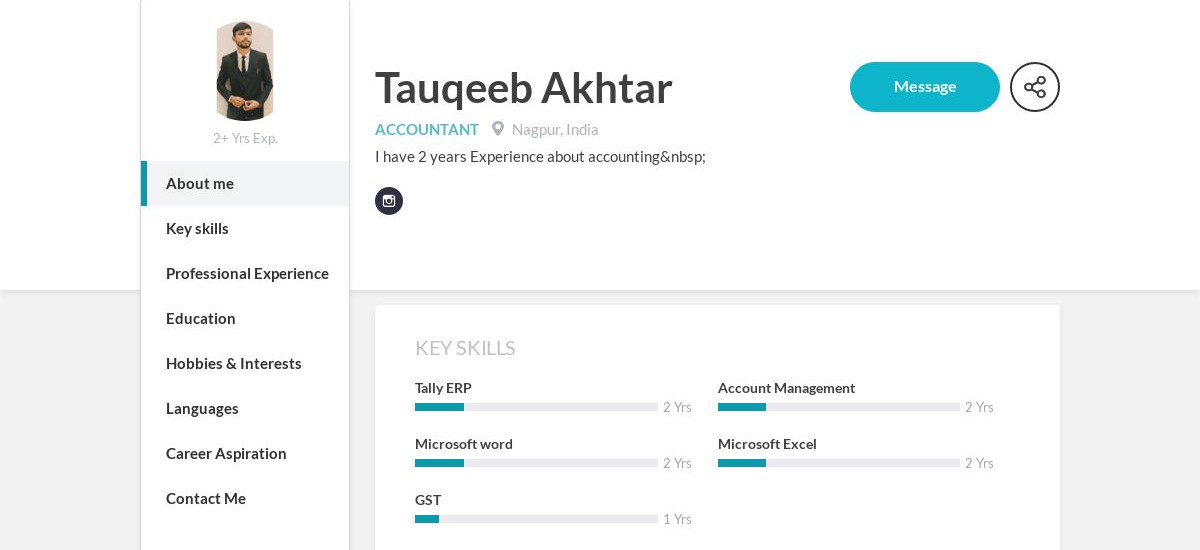 Tauqeeb Akhtar Online Resume | CraftmyCV