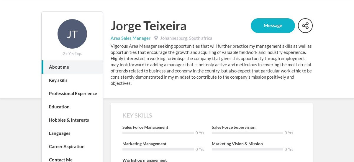 Jorge Teixeira Online Resume | CraftmyCV