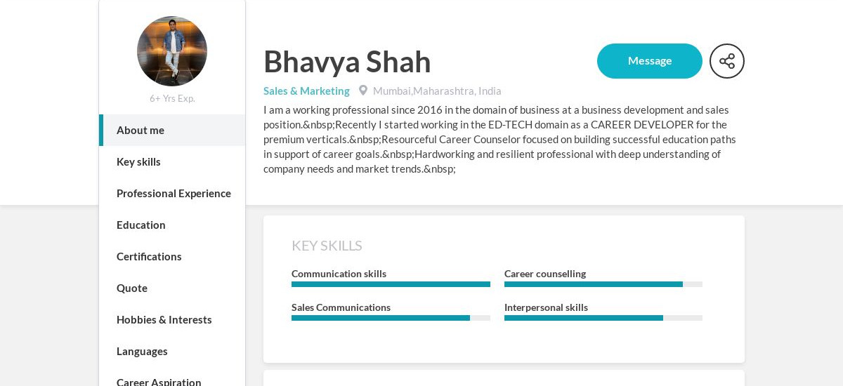Bhavya Shah Online Resume | CraftmyCV