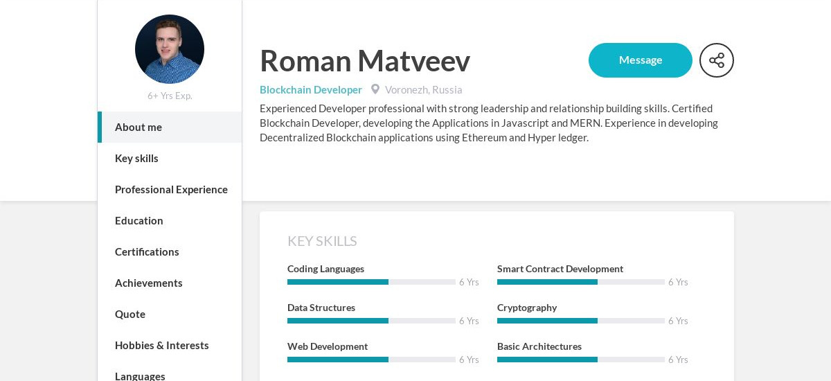 Roman Matveev Online Resume | CraftmyCV