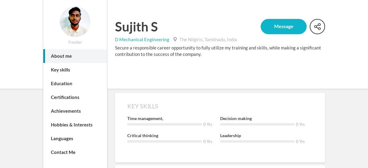 Sujith S Online Resume | CraftmyCV