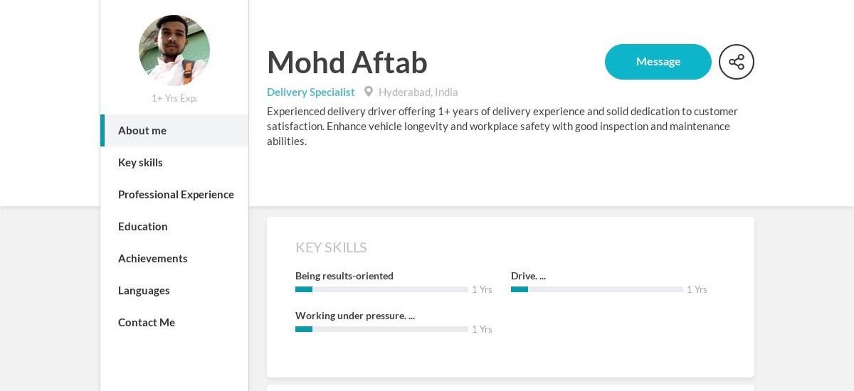 Mohd Aftab Online Resume | CraftmyCV