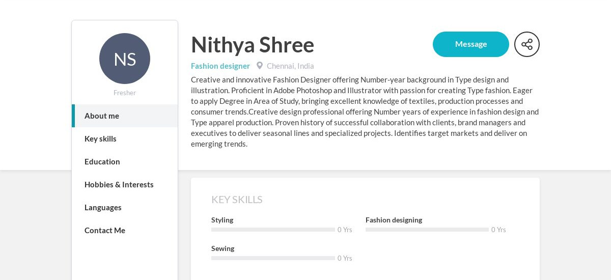 Nithya Shree Online Resume | CraftmyCV