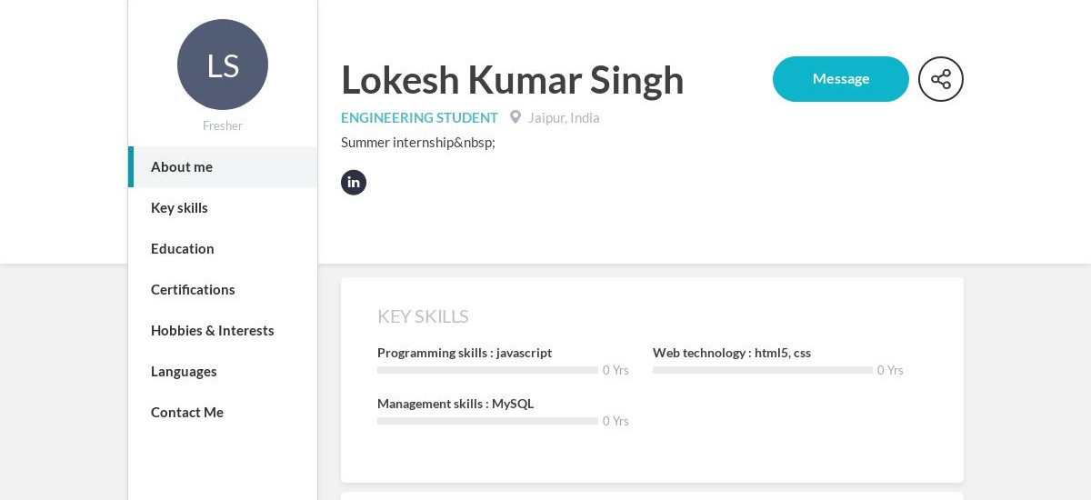 Lokesh Kumar Singh Online Resume | CraftmyCV