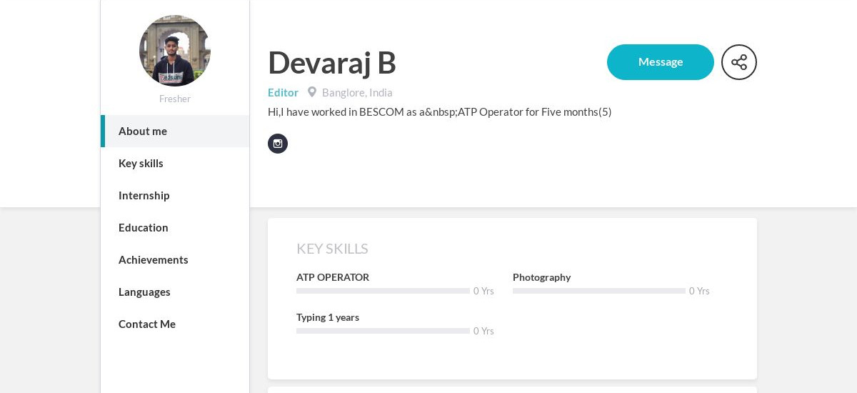 Devaraj B Online Resume | CraftmyCV