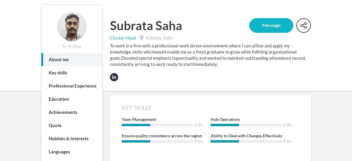 Subrata Saha Online Resume | CraftmyCV