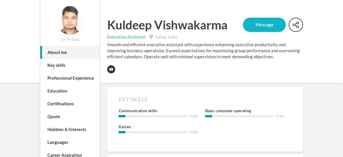 Kuldeep Vishwakarma Online Resume | CraftmyCV