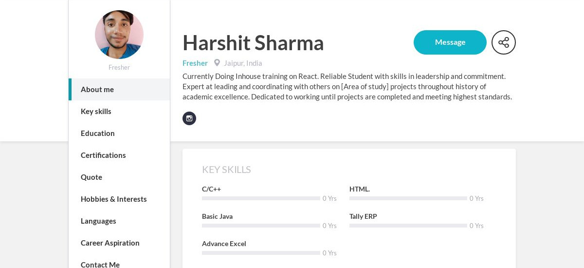 Harshit Sharma Online Resume | CraftmyCV Harshit Sharma Online Resume | CraftmyCV