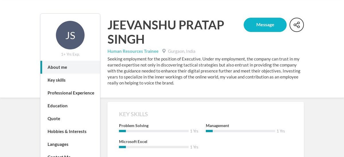 JEEVANSHU PRATAP SINGH Online Resume | CraftmyCV