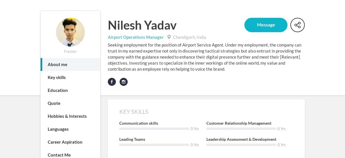 Nilesh Yadav Online Resume | CraftmyCV