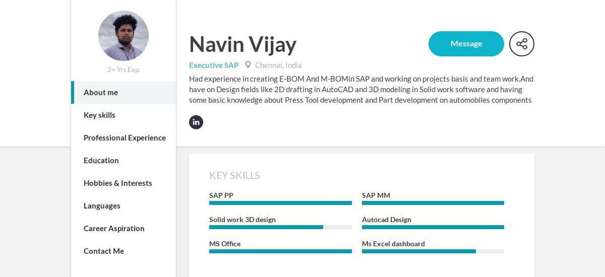 Navin Vijay Online Resume | CraftmyCV