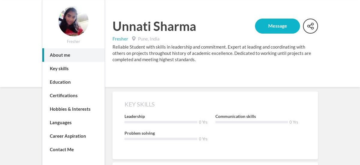 Unnati Sharma Online Resume | CraftmyCV