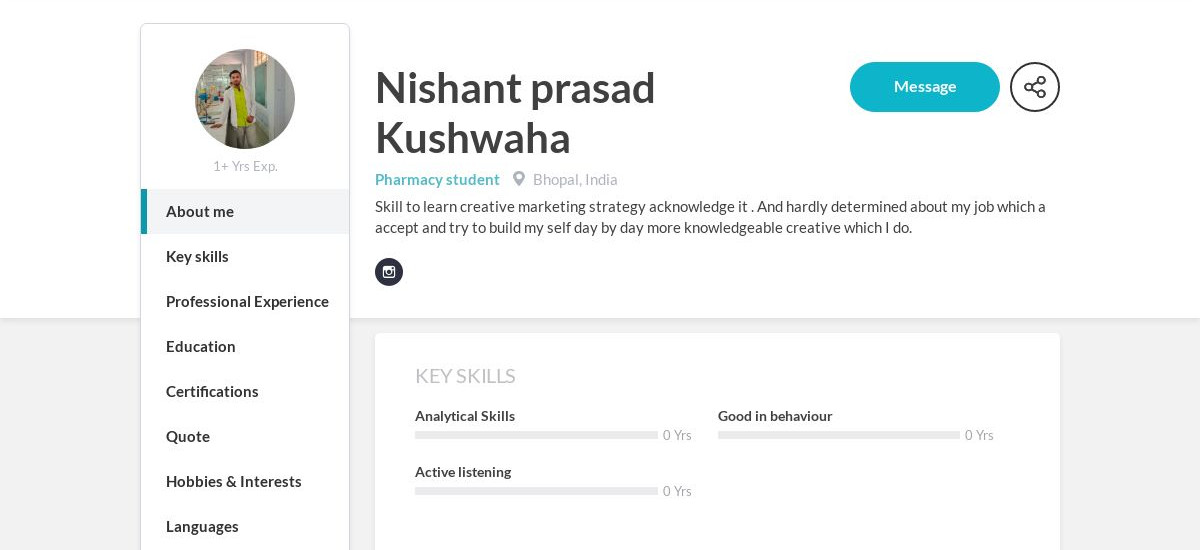 Nishant prasad Kushwaha Online Resume | CraftmyCV