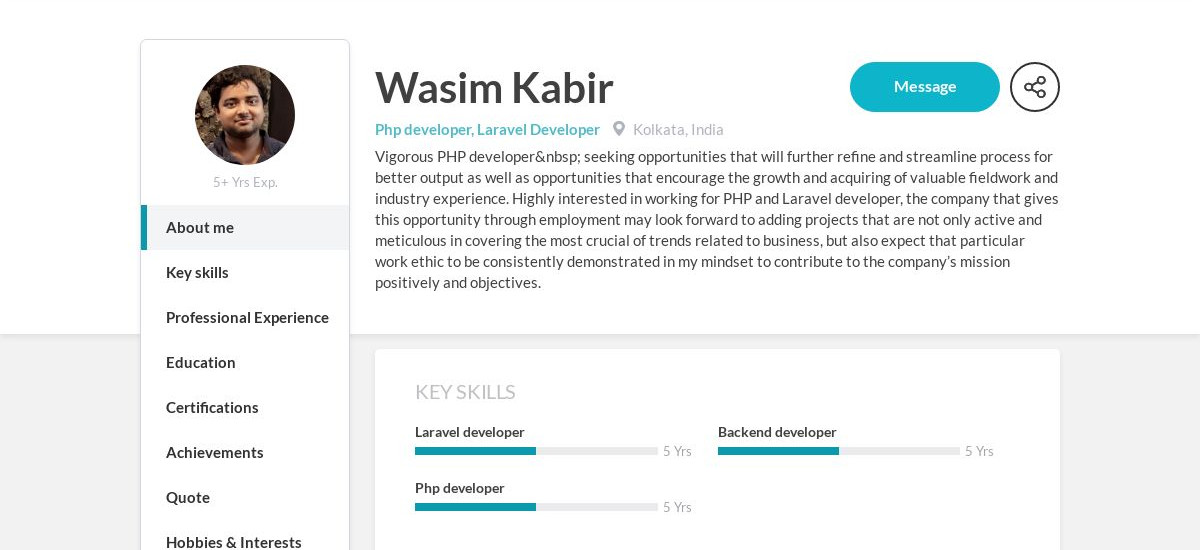 Wasim Kabir Online Resume | CraftmyCV