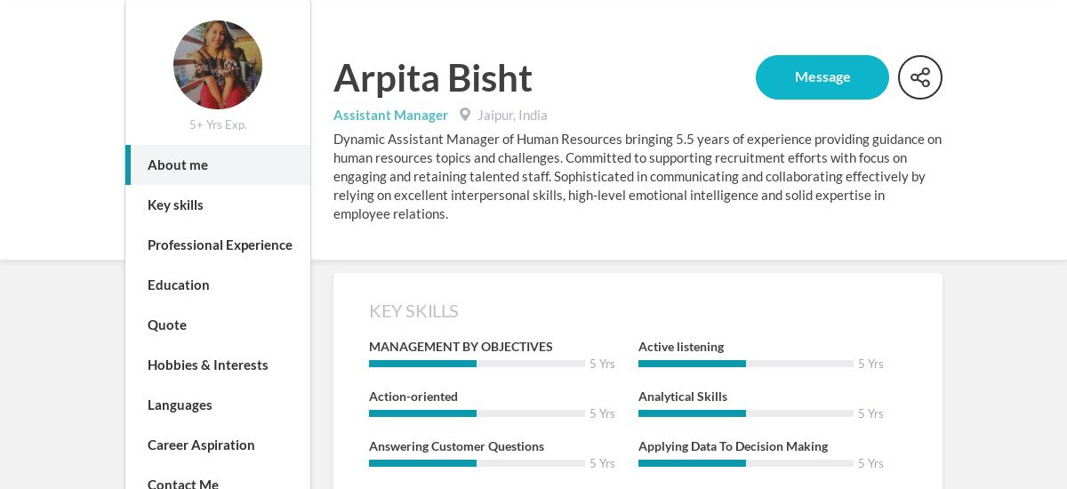 Arpita Bisht Online Resume | CraftmyCV