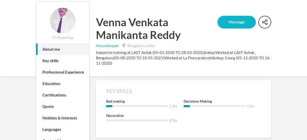 Venna Venkata Manikanta Reddy Online Resume | CraftmyCV