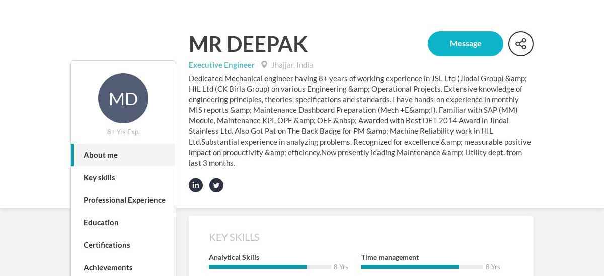 MR DEEPAK Online Resume | CraftmyCV