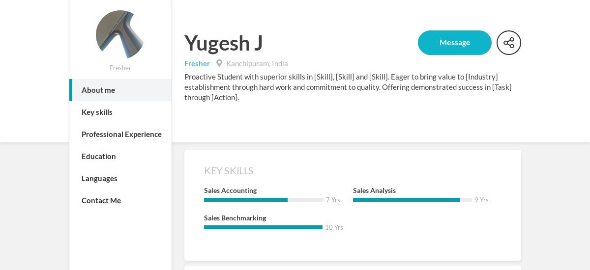 Yugesh J Online Resume | CraftmyCV
