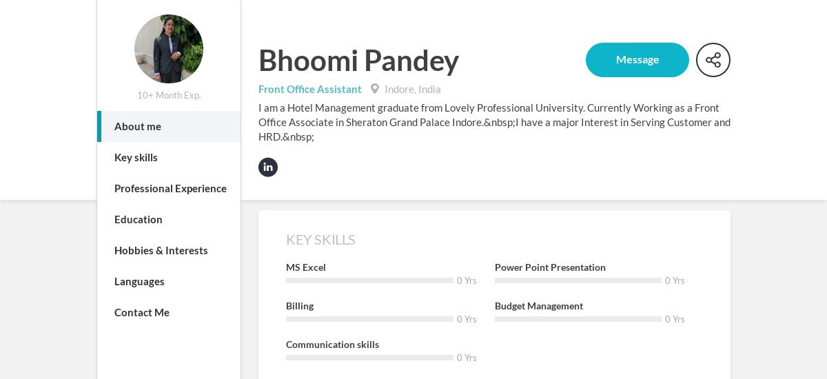Bhoomi Pandey Online Resume | CraftmyCV