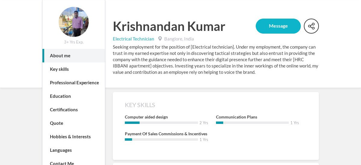 Krishnandan Kumar Online Resume | CraftmyCV