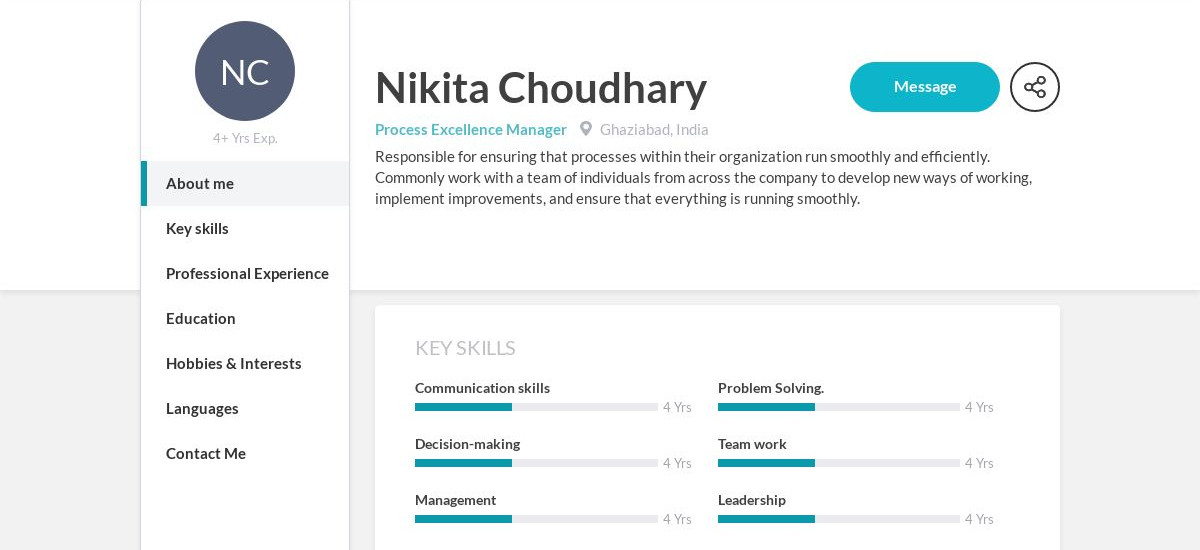 Nikita Choudhary Online Resume | CraftmyCV