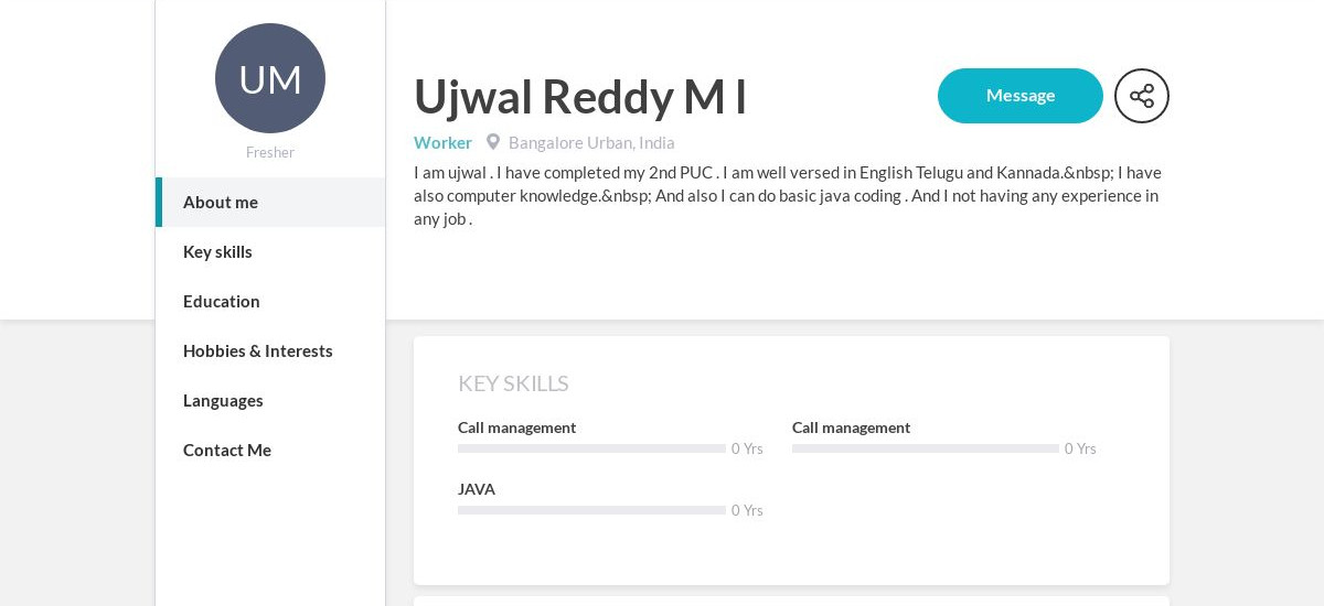 Ujwal Reddy M l Online Resume | CraftmyCV