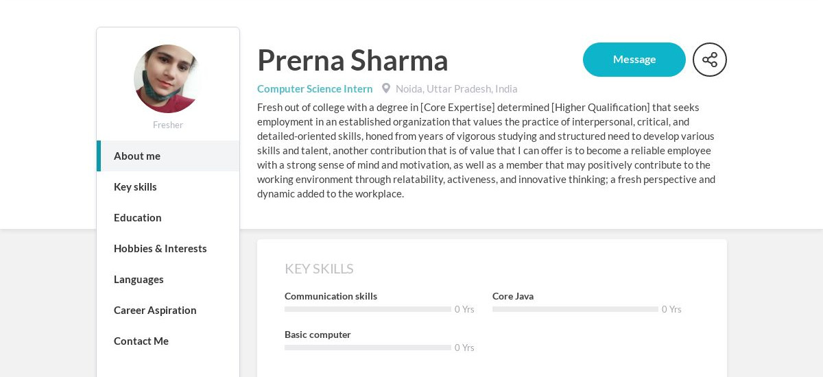 Prerna Sharma Online Resume | CraftmyCV