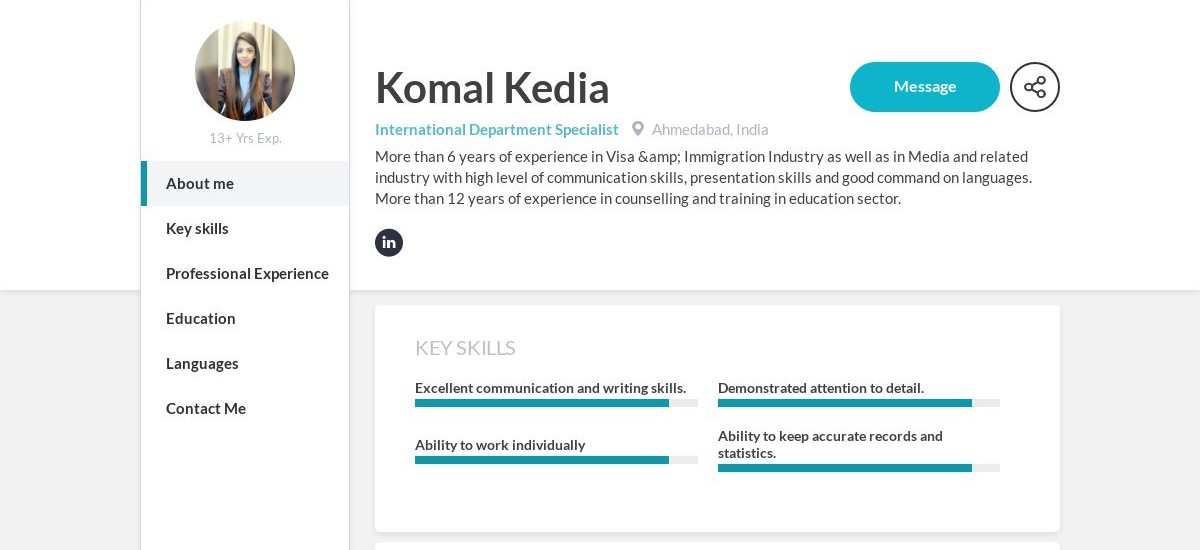 Komal Kedia Online Resume | CraftmyCV