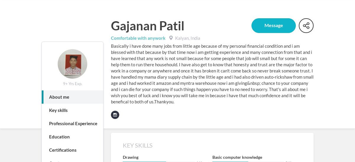 Gajanan Patil Online Resume | CraftmyCV