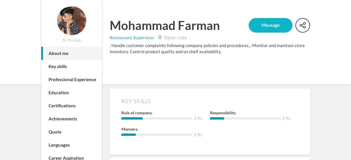 MOHAMMAD FARMAN Online Resume | CraftmyCV