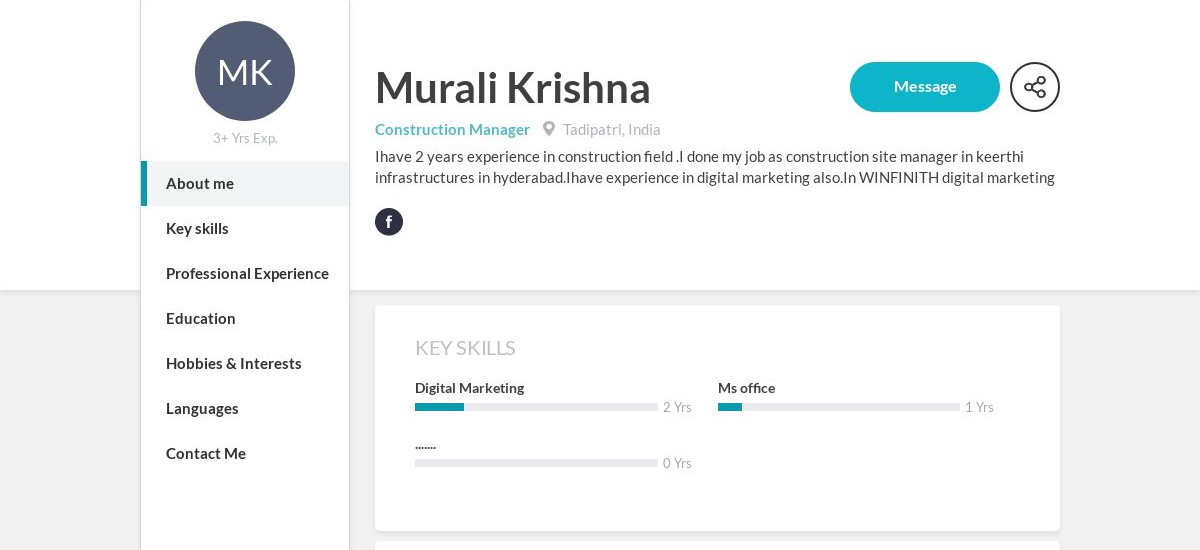 Murali Krishna Online Resume | CraftmyCV