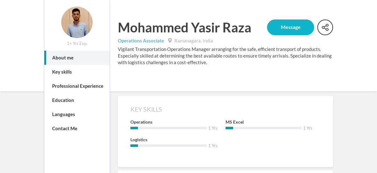 Mohammed Yasir Raza Online Resume | CraftmyCV