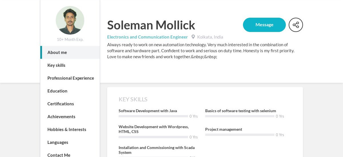 Sk Ruhul Ajam Online Resume | CraftmyCV