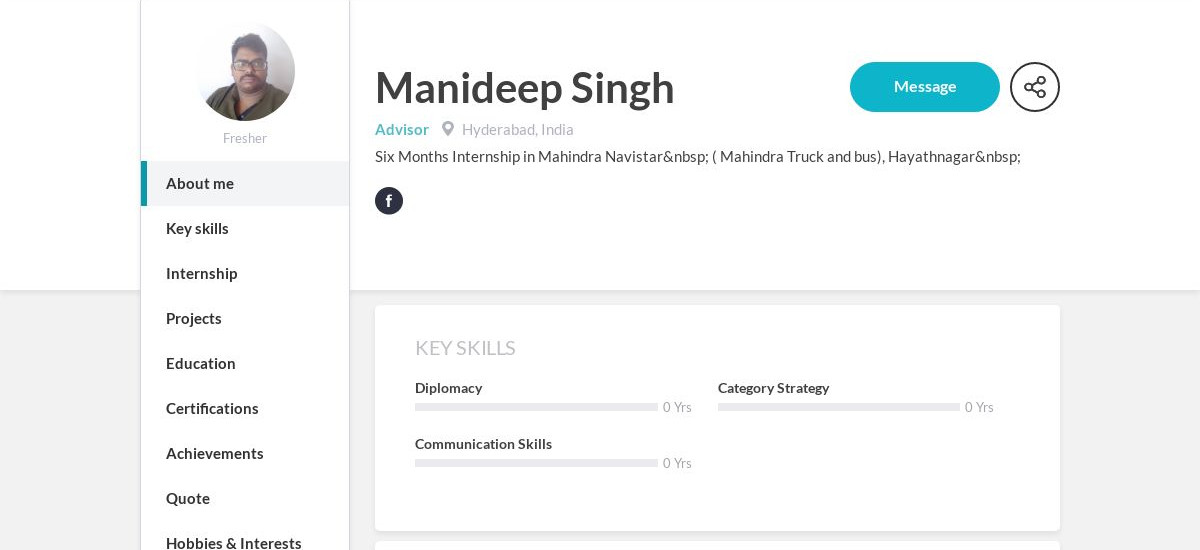 Manideep Singh Online Resume | CraftmyCV