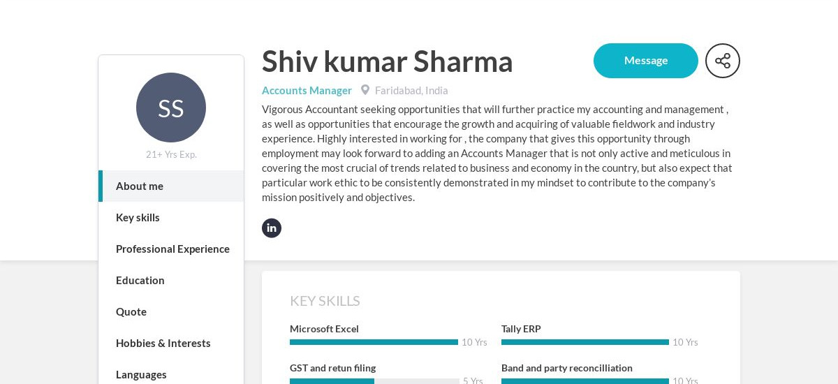 Shiv kumar Sharma Online Resume | CraftmyCV