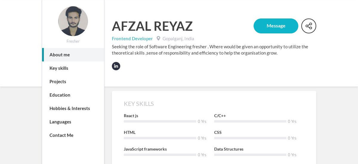 AFZAL REYAZ Online Resume | CraftmyCV