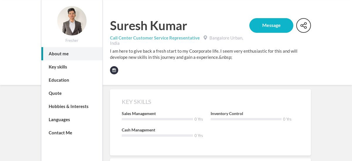 Suresh Kumar Online Resume | CraftmyCV