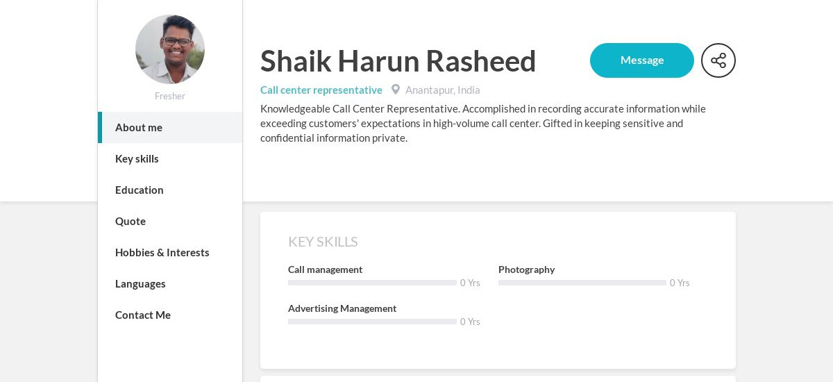 Shaik Harun Rasheed Online Resume | CraftmyCV