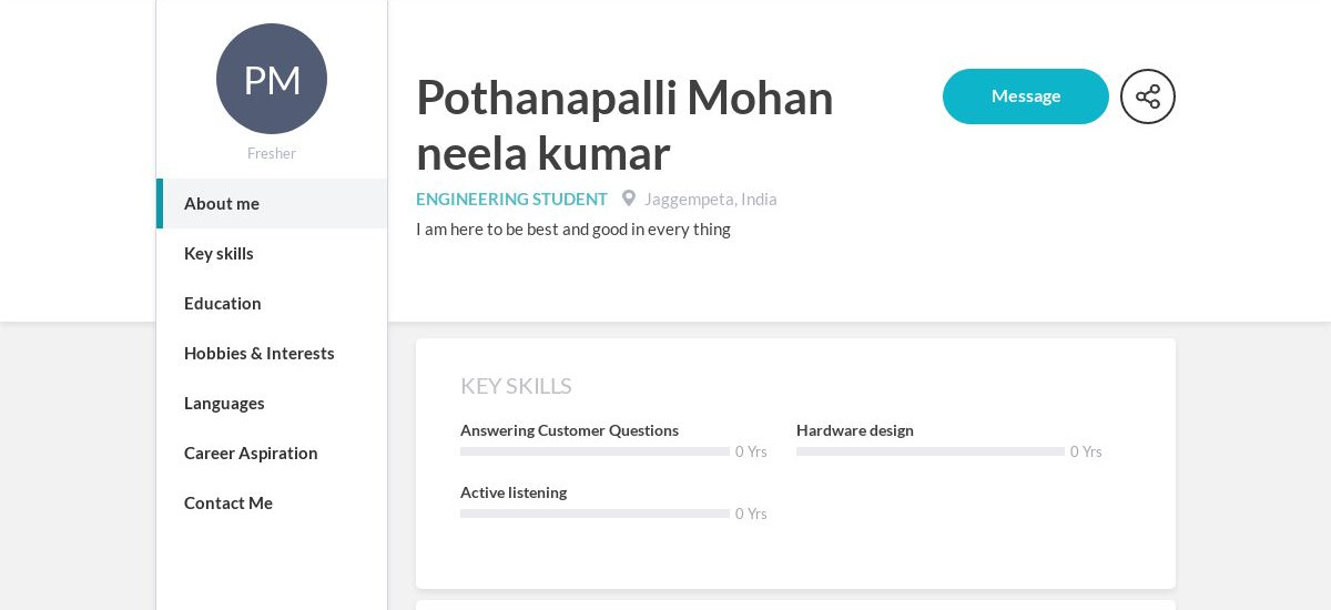 Pothanapalli Mohan neela kumar Online Resume | CraftmyCV