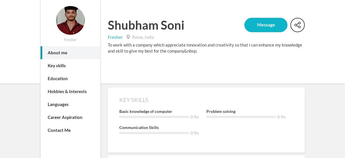Shubham Soni Online Resume | CraftmyCV