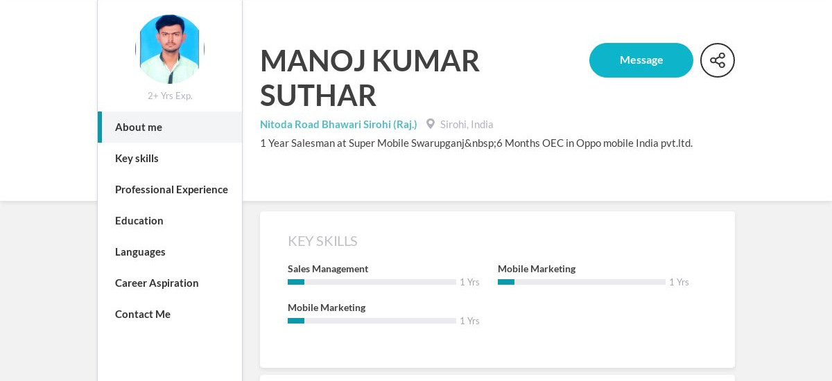 MANOJ KUMAR SUTHAR Online Resume | CraftmyCV