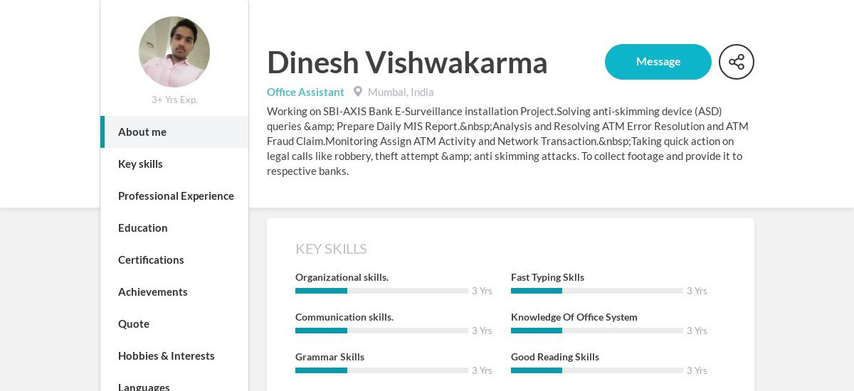Dinesh Vishwakarma Online Resume | CraftmyCV Dinesh Vishwakarma Online Resume | CraftmyCV