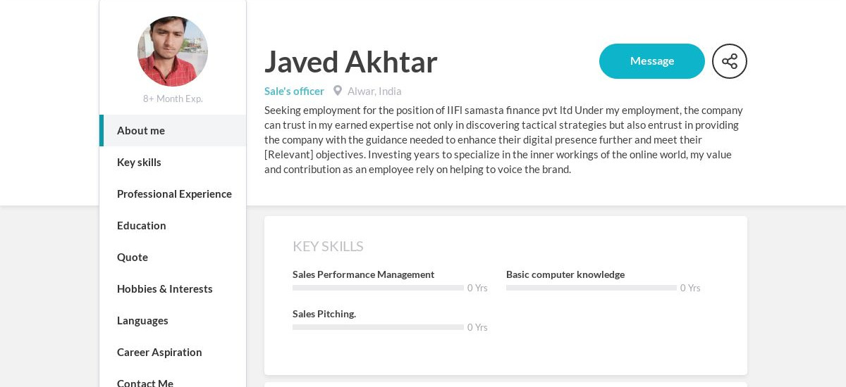 Javed Akhtar Online Resume | CraftmyCV